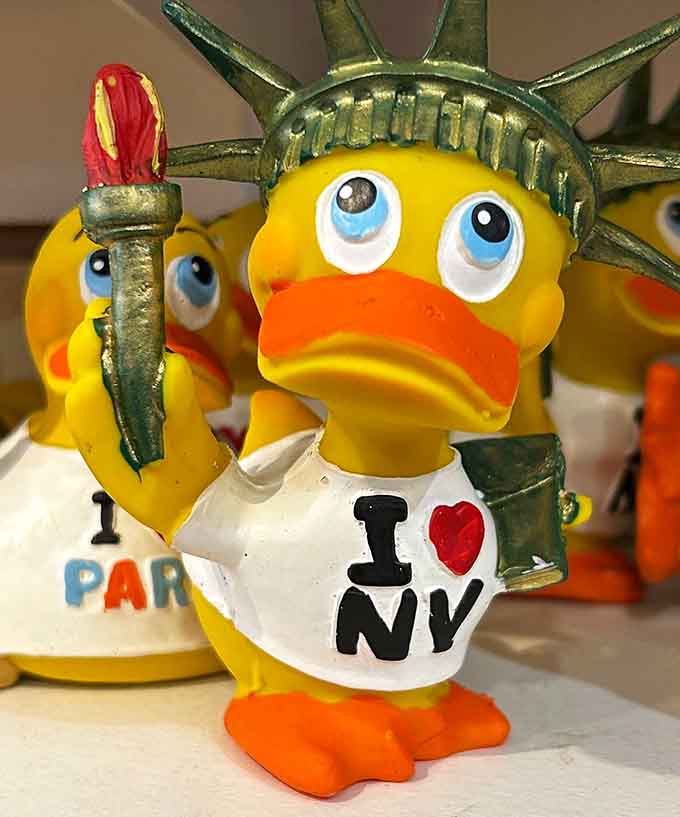 Lady Liberty duck holds her torch high, reminding us that freedom includes the right to own absurdly themed bath toys.