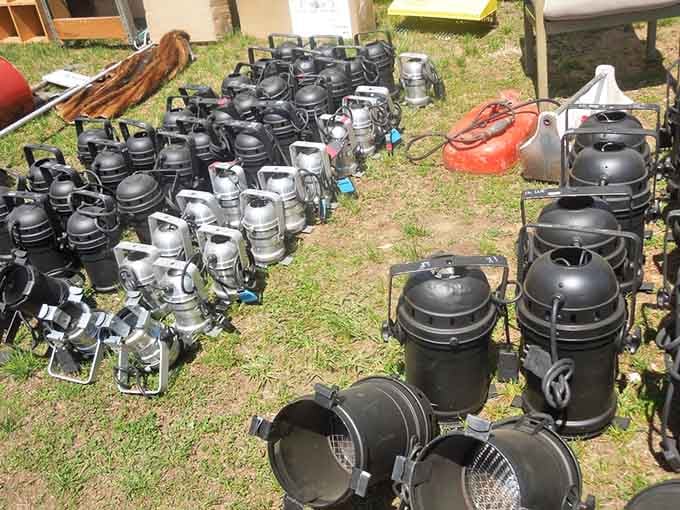 Stage lights ready to illuminate someone's next big performance or add industrial chic to any space.