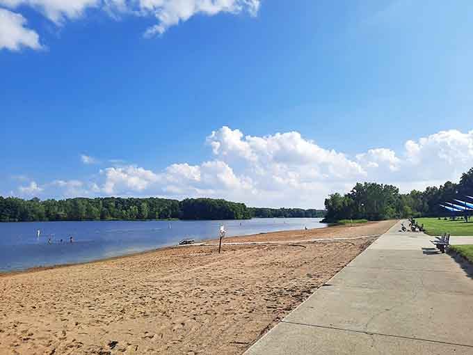 Bluebell Beach provides sandy shores and swimming without requiring a three-hour drive to Lake Michigan.