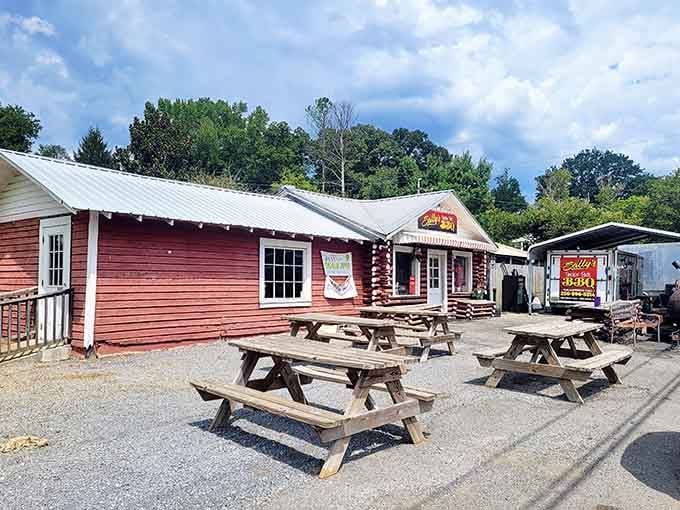 Sally's Smokin Butt BBQ serves up authentic barbecue from picnic tables that understand outdoor dining done right.
