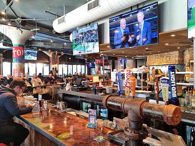 The sprawling bar area features creative tap handles and enough screens to ensure you'll never miss a single play.