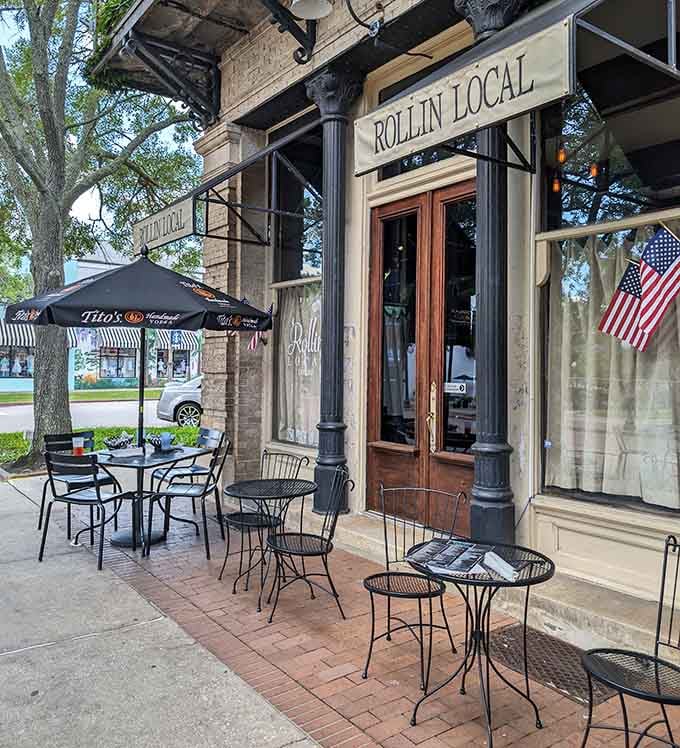 Rollin Local's sidewalk seating beckons you to slow down and savor some genuine Southern hospitality.