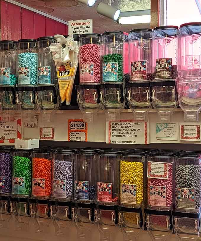 M&M dispensers sorted by color prove that sometimes life really is better when you can customize everything perfectly.