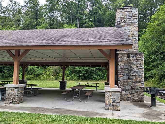The picnic pavilion where you can refuel after hiking and pretend your legs aren't currently staging a protest.