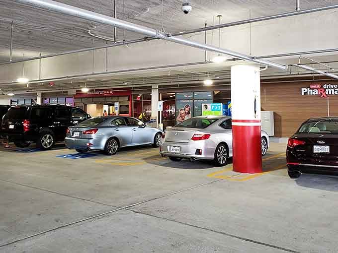 Two-level parking because when your grocery store has floors, your parking situation needs to keep up with the ambition.