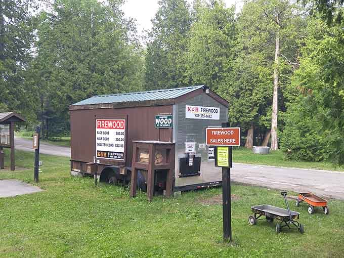 Firewood for sale means campfire stories are just a purchase away, because s'mores don't roast themselves, unfortunately.