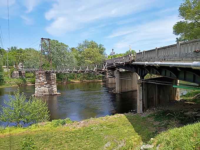 Two bridges span the James River here, offering travelers a choice between modern convenience and historic adventure.