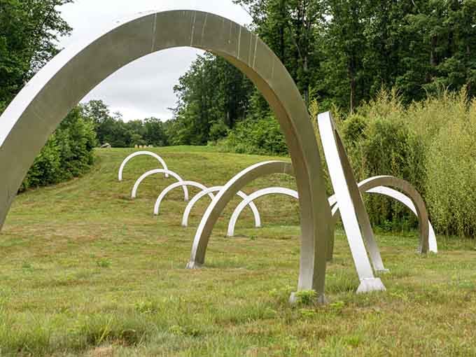These flowing arcs prove that simple curves can create poetry when placed perfectly against Connecticut's rolling hills.