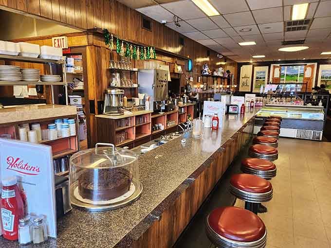 The counter seating offers front-row views to ice cream creation, which is basically dinner theater for dessert lovers.