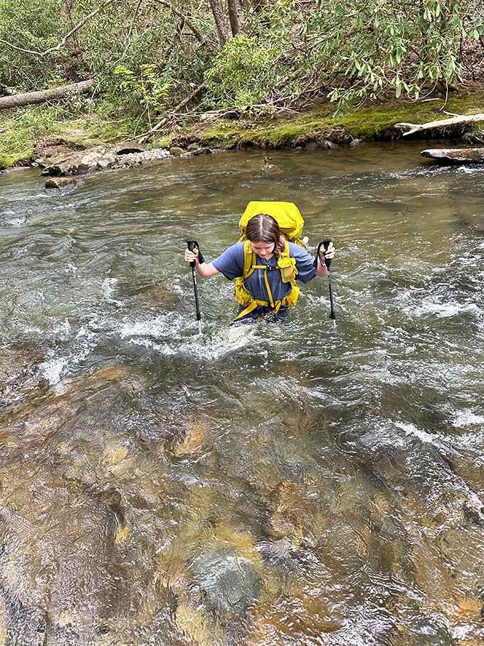 River crossings: where your waterproof boots meet their match and your dignity takes a brief vacation.