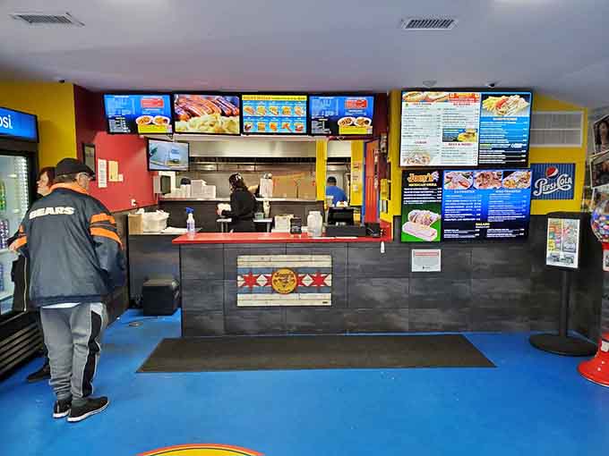 The ordering counter beckons with digital menus and the promise of hot food prepared fresh while you wait just minutes.