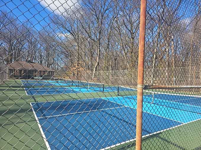 Tennis courts nestled in the woods prove that even recreation areas can have fairy tale settings in Kentucky.