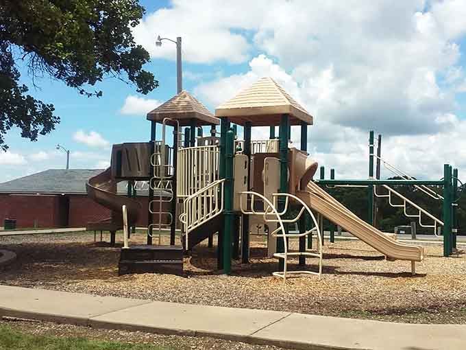 McClelland Park's playground equipment promises hours of entertainment for visiting grandkids who need to burn energy.