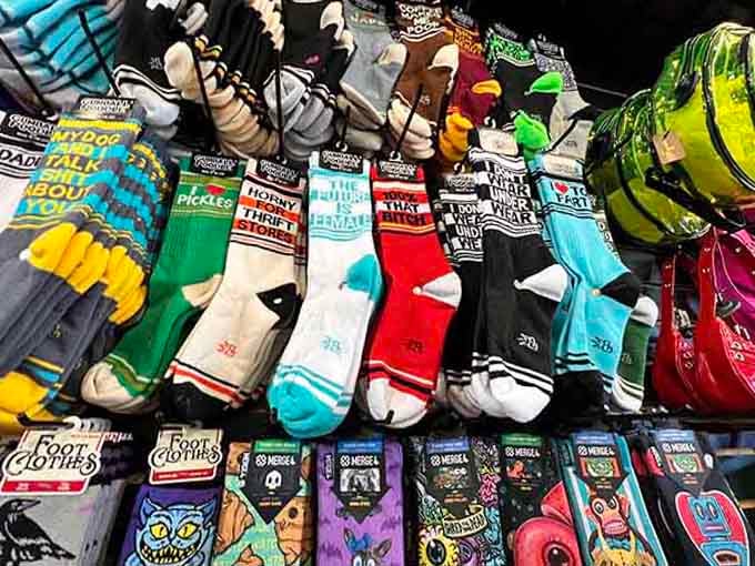Novelty socks declare their hilarious messages, because even your ankles deserve to crack jokes at family gatherings.