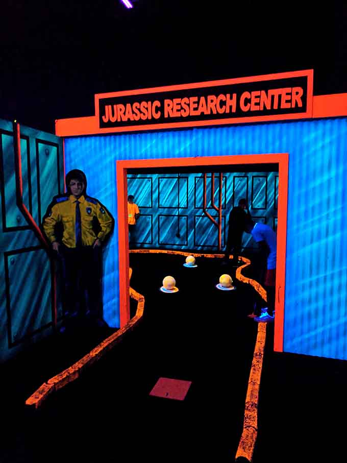 The Jurassic Research Center hole adds storytelling to your game, because even mini golf deserves a proper narrative arc.
