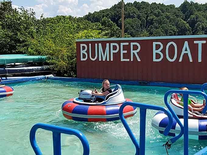 Bumper boats bring the chaos of dodgem cars to the water, guaranteeing everyone gets splashed and nobody stays dry.