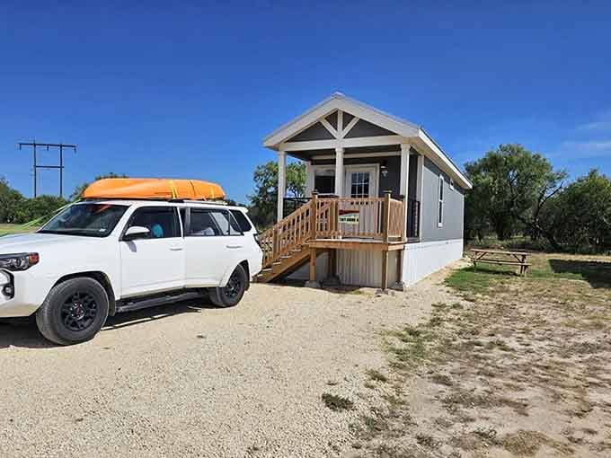 Tiny homes with front porches overlooking paradise, proving good things really do come in small packages.