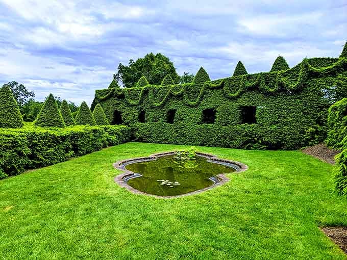 Hedges shaped into architectural perfection, creating green rooms that would make any interior designer jealous of outdoor spaces.