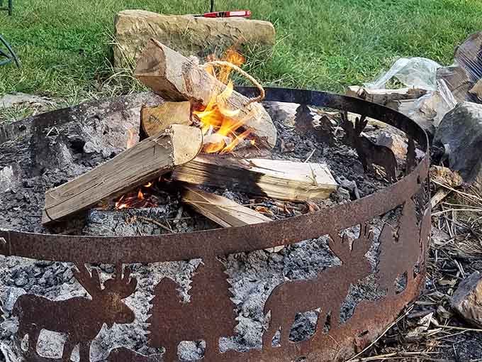 A proper fire ring where s'mores become mandatory and stories get better with each flame.