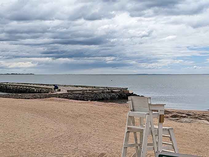 East Wharf Beach offers the kind of peaceful coastal views that make your problems feel refreshingly small.