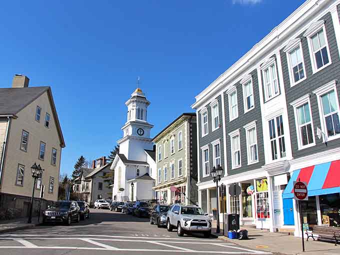 Downtown Marblehead unfolds like a movie set, church steeple and all, almost too perfect to be real.