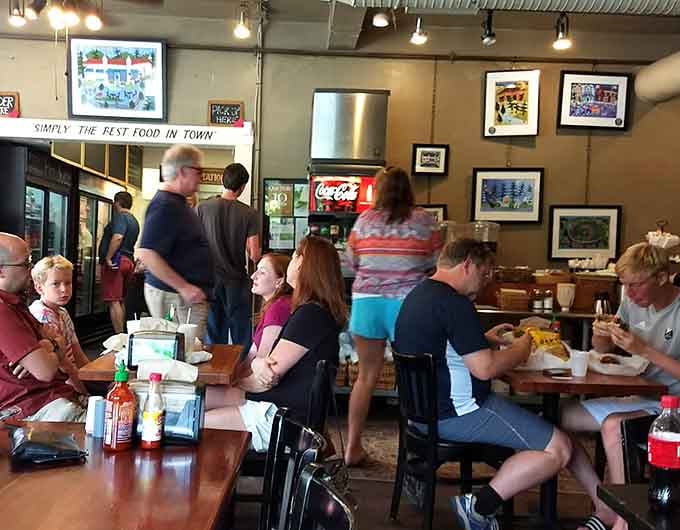 Happy diners enjoying their sandwiches is the best advertisement any restaurant could ask for, honestly.