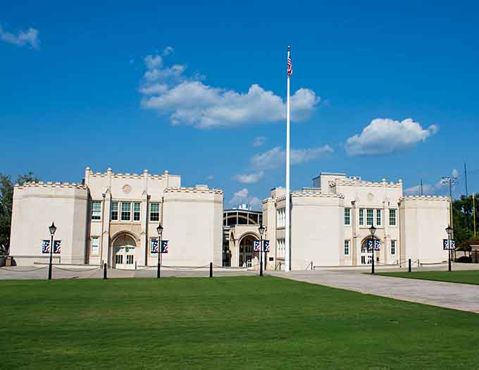 This striking white building showcases the architectural confidence of a town that once ran the entire state.