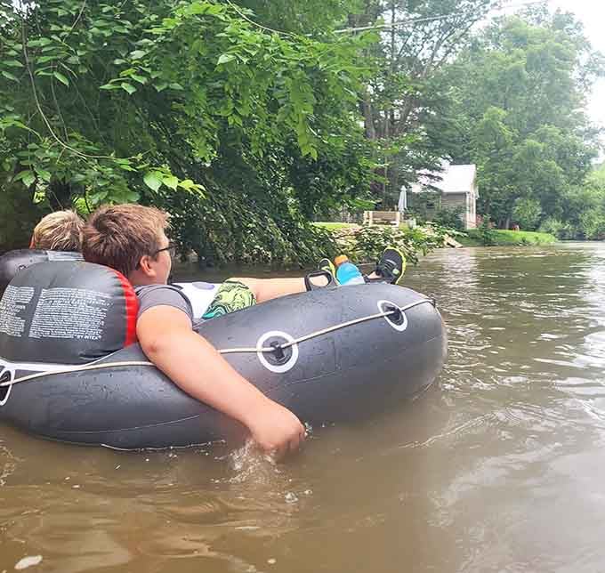 Tubing down the river, the ultimate low-effort high-reward activity that everyone secretly wishes they were doing.
