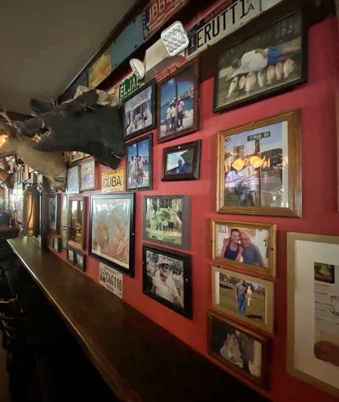 These walls tell stories through photographs and memorabilia that accumulated naturally over years of serving the community well.