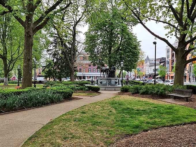 The green space where locals gather to remember that people used to actually talk to each other outdoors.