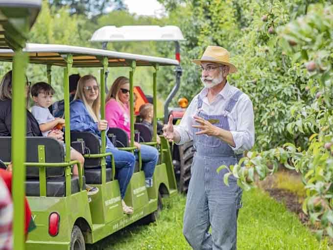 Orchard tours combine agriculture education with the simple pleasure of being outside among the trees.