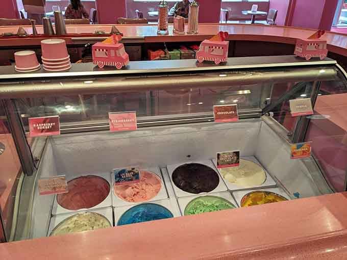 A freezer case displaying colors that don't exist in nature but absolutely should, starting immediately.