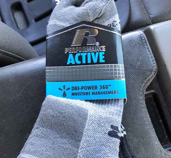 Performance socks still tagged and ready, because even your feet deserve quality without the premium price tag.