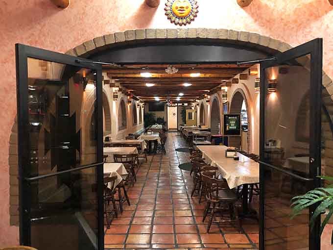 Looking through to the spacious dining room where locals and travelers alike gather for seriously good food.