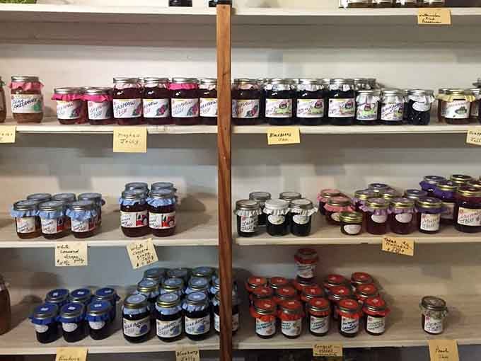 Shelves of homemade preserves offer a sweet souvenir to remind you of this meal long after you've loosened your belt.