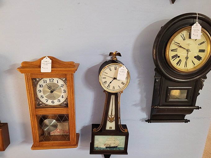 Wall clocks that actually required winding, back when telling time involved a little upper body workout.