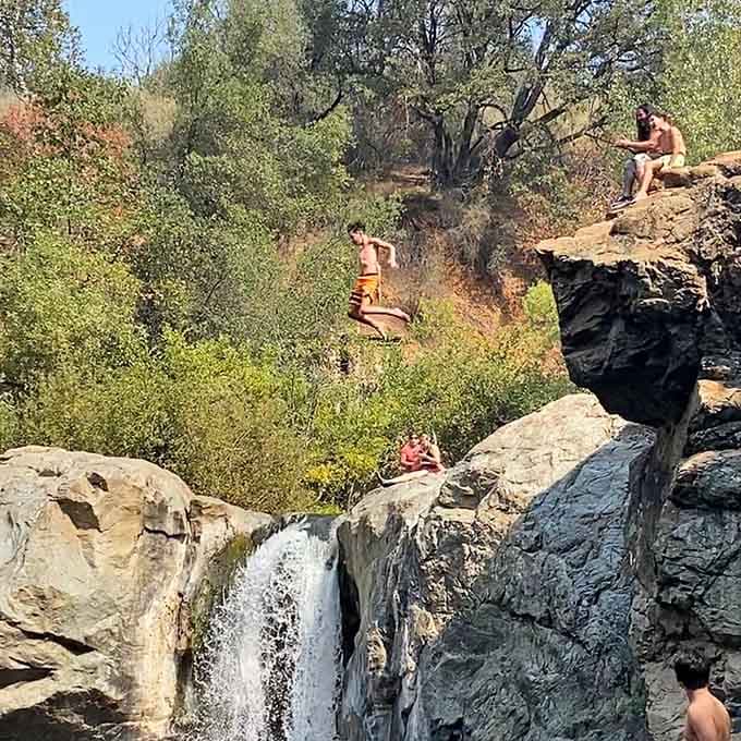 Cliff jumping requires courage, common sense, and checking the depth first, preferably in that exact order of importance.