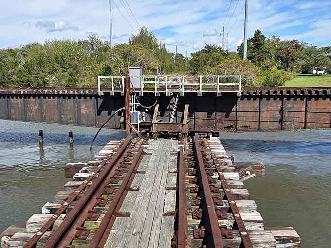 This historic swing bridge has seen trains, time, and now your adventurous spirit passing through.