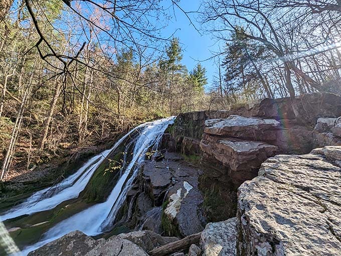 Spring brings powerful waterfalls that remind you why this place earned the name "Roaring Run" originally.