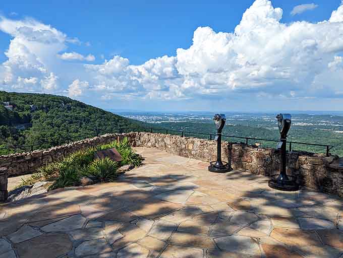 Binoculars at the ready, this viewing spot turns casual tourists into amateur geographers counting distant mountain peaks.