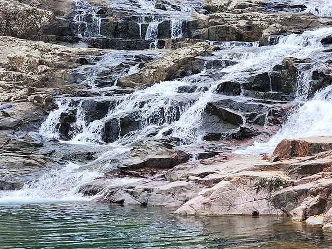 Up close, the power and beauty of rushing water over ancient rock becomes almost hypnotic to watch.
