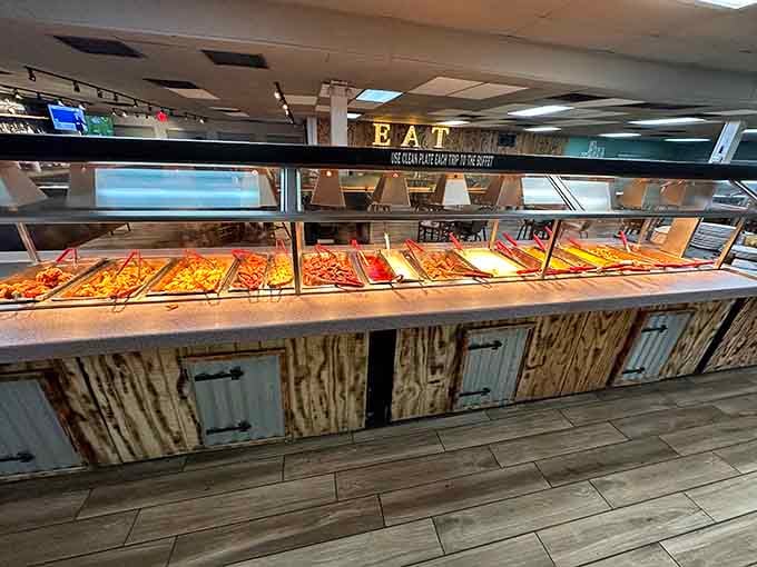 The buffet stretches out like a delicious choose-your-own-adventure story, except every choice leads to the same happy ending: satisfaction and maybe a nap.