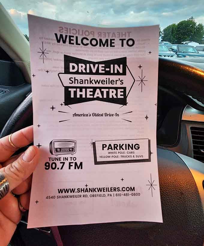 Your ticket to nostalgia comes on pink paper, complete with all the essential information for tonight's show.