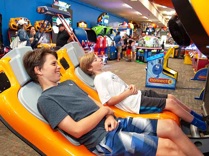 The arcade lights up with enough games to make Chuck E. Cheese jealous and your wallet considerably lighter.