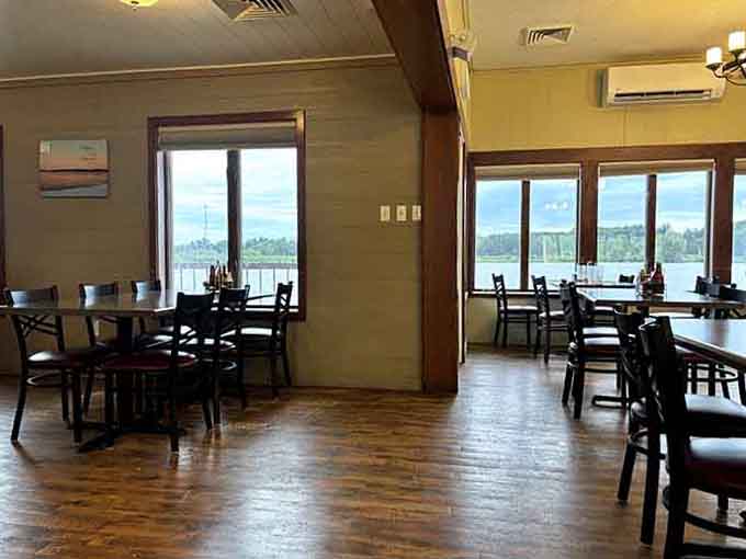 Lake views through those windows transform your meal into a scenic experience that pairs perfectly with homemade comfort food.