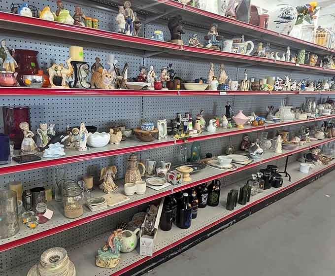 This figurine collection spans decades of decorating trends, from grandma chic to quirky modern sensibilities throughout.