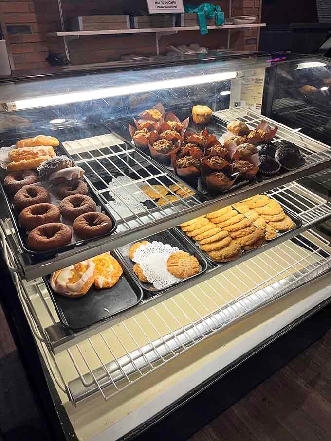 The bakery case tempts you with donuts, muffins, and cookies that whisper sweet nothings all morning.
