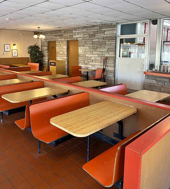 Clean, comfortable, and unpretentious: the dining room where the food does all the talking and needs no fancy backdrop.