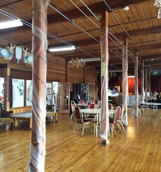Those carved poles and open space suggest this building has hosted its share of celebrations over the years.