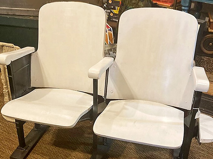 Theater seats ready for their second act in your home, because who doesn't want authentic vintage seating?